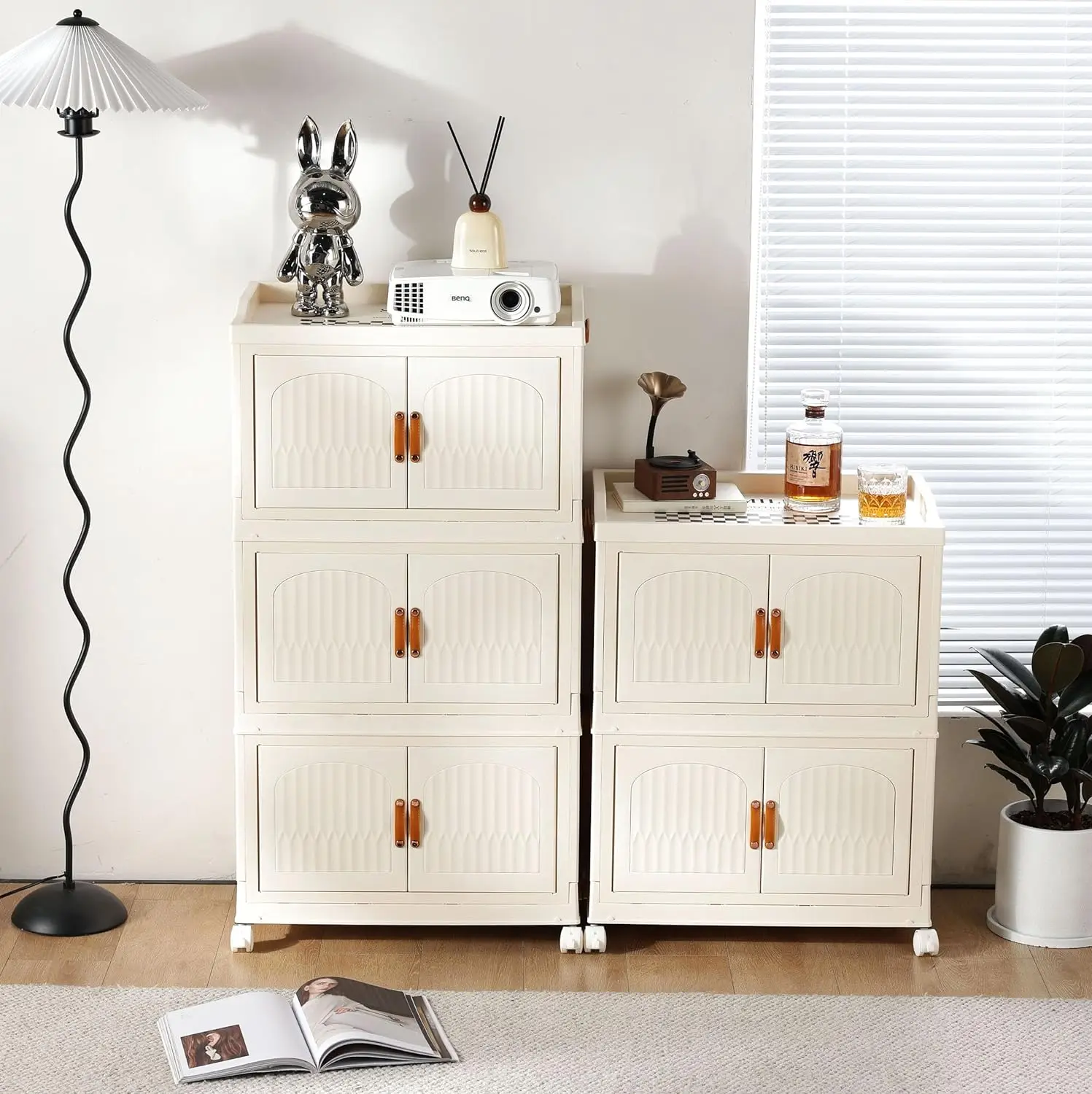 Plastic-Collapsible-Storage-Bins-with-Lids-Large-Tea-Table-Side-Table ...