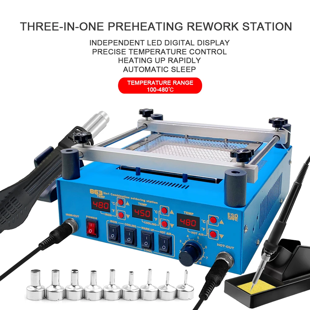 863-3-in-1-Digita-Hot-Air-Heat-Gun-BGA-Rework-Solder-Station-Electric ...