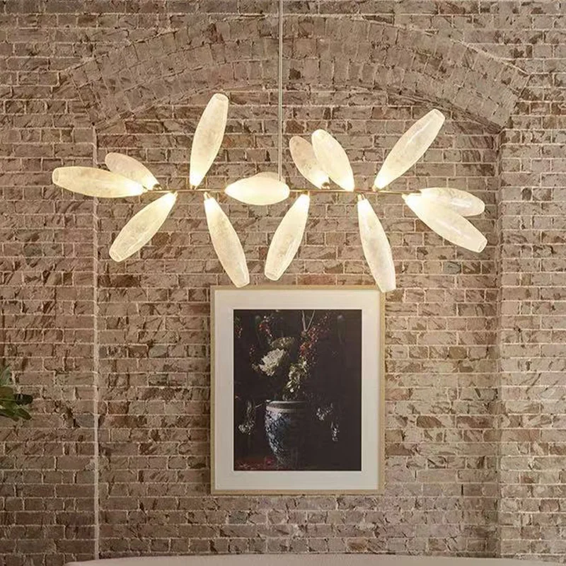 Nordic LED marble glass chandelier, suitable for living room and dining ...