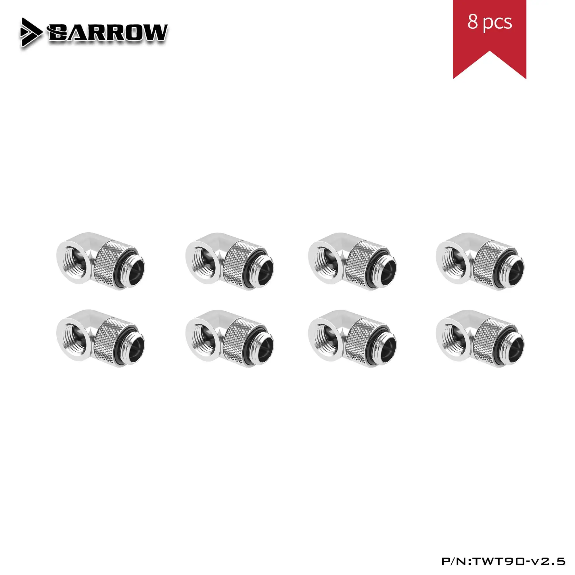 BARROW 8pcs/Lot G1/4 Water Cooling 90 Degree Rotary Fitting Adapter ...