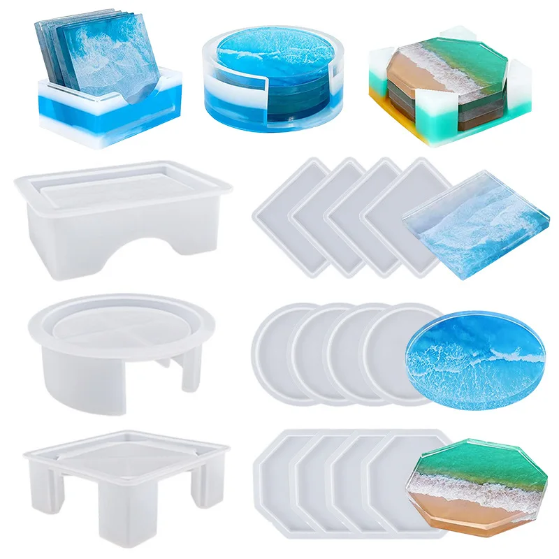 Silicone Coaster Storage Box Mold Coaster Tray Resin Mold Gypsum ...