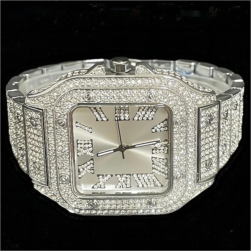 MISSFOX Luxury Sliver Watches Mens Fashion Hip Hop Waterproof Quartz ...