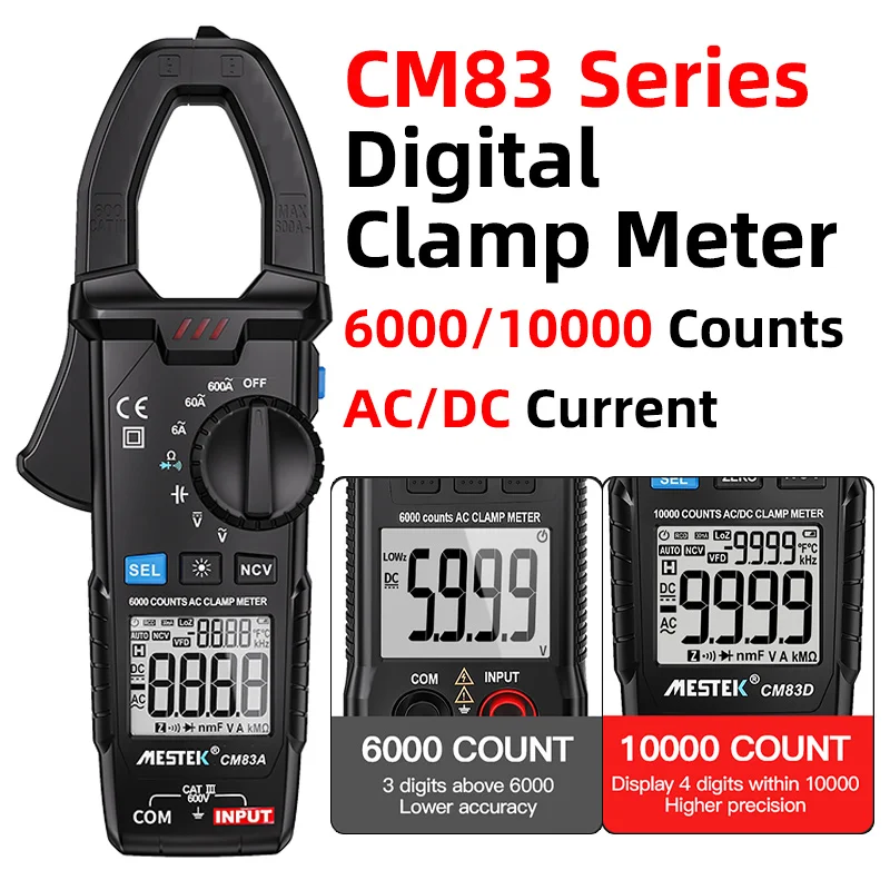 DC-AC-Current-Digital-Clamp-Meter-200A-600A-Current-Multimeter-NCV-Ohm ...