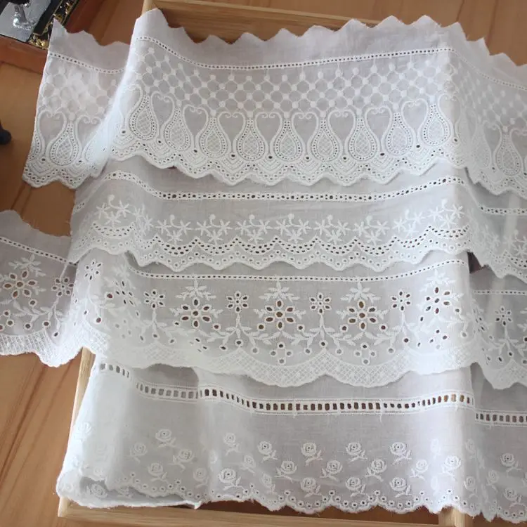5Yards-lot-Cotton-Embroidery-Lace-trim-fabric-DIY-Clothing-Curtain ...