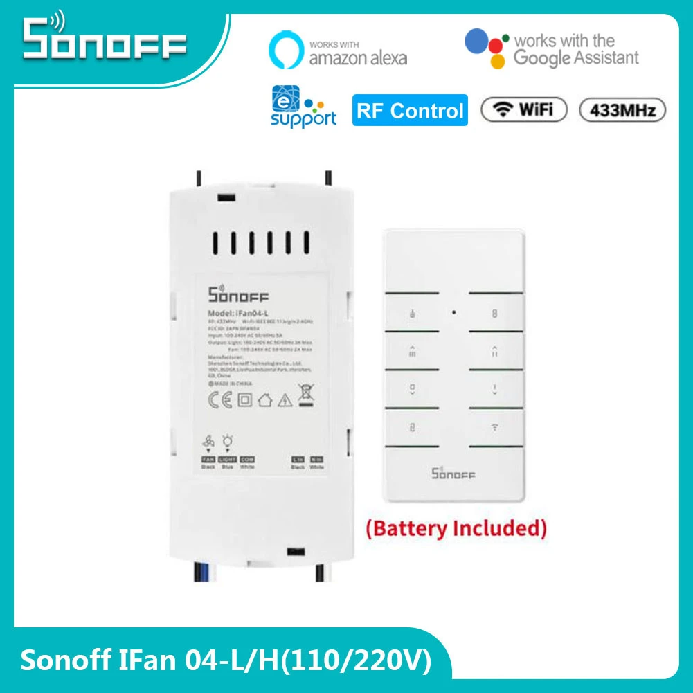 Sonoff IFan04 Smart Wifi Ceiling Fan & Light Controller RF 433Mhz ...