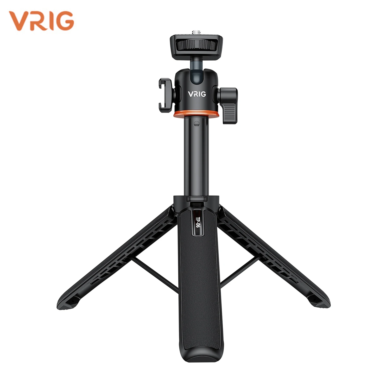 VRIG TP 06 삼각대 스탠드 셀카 스틱, 알루미늄 합금, 1/4 인치 나사 콜드 슈 마운트, 360 ° 회전 가능, 1 ...