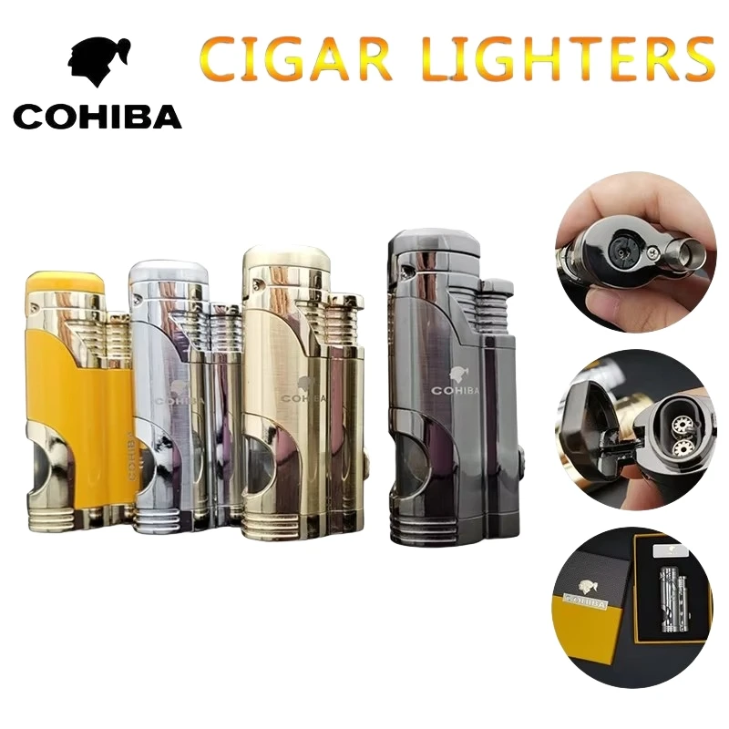 COHIBA-Cigar-Specific-Double-Direct-Spray-Inflatable-Lighter-With-Cigar ...