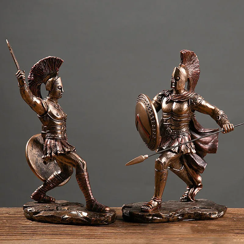 Resin-Vintage-Roman-Armor-Warrior-Statues-Ancient-Greek-Mythological ...
