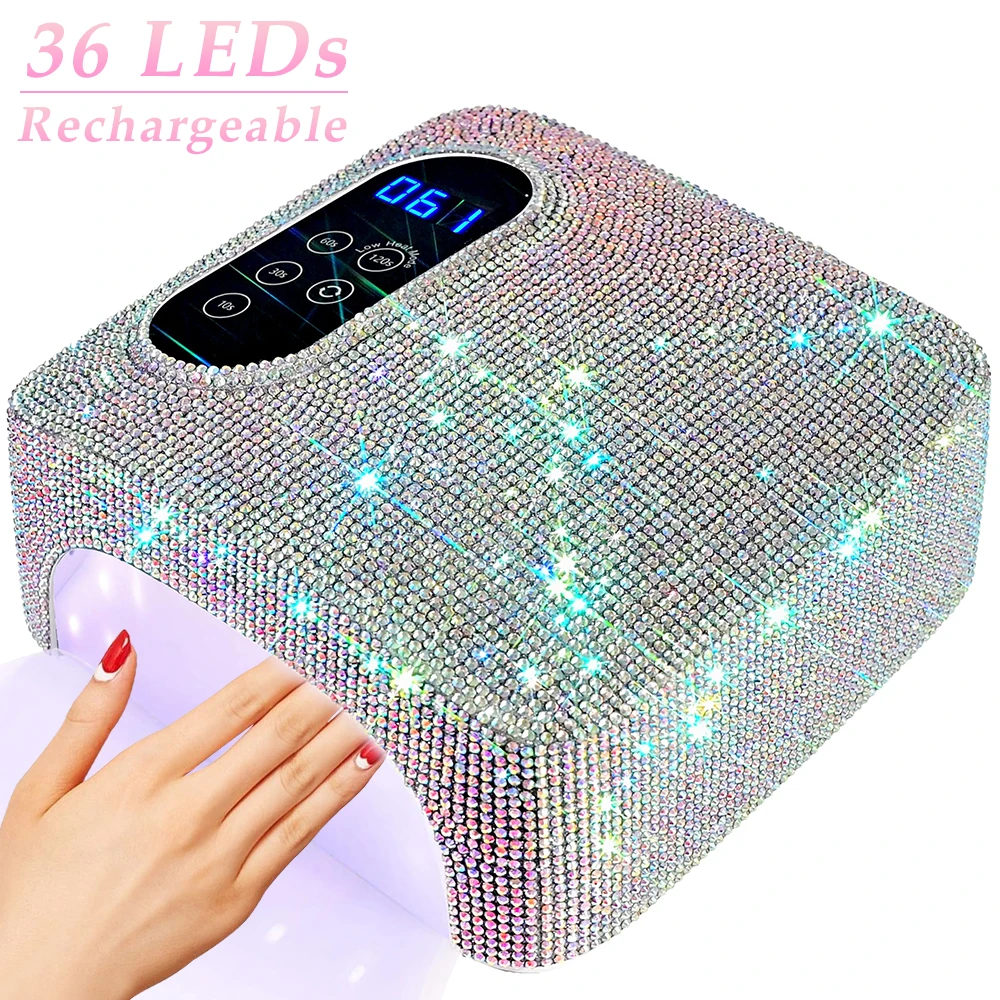 Rechargeable UV LED Nail Lamp 72W Wireless Nail Dryer with Crystals ...