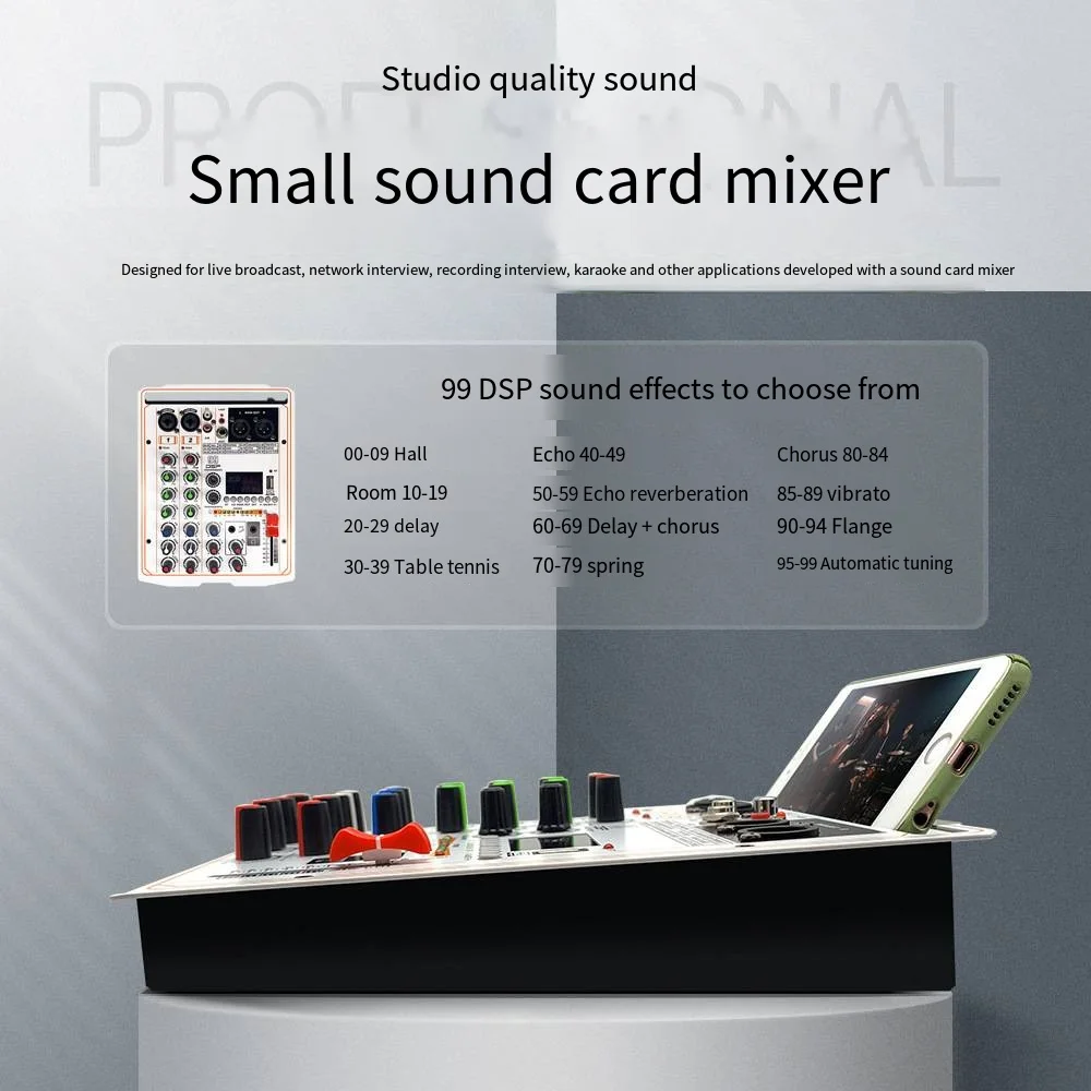 4 Channel Sound Table Digital Mixer Sound Card Mixing Console Stage ...