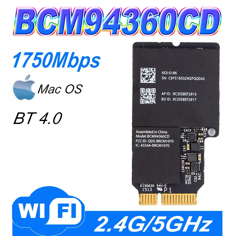 Broadcom 미니 PCI E 와이파이 WLAN 블루투스 4.0 카드, BCM94360CD, 802.11ac, 1300Mbps, 4360CD|802.11ac mini ...