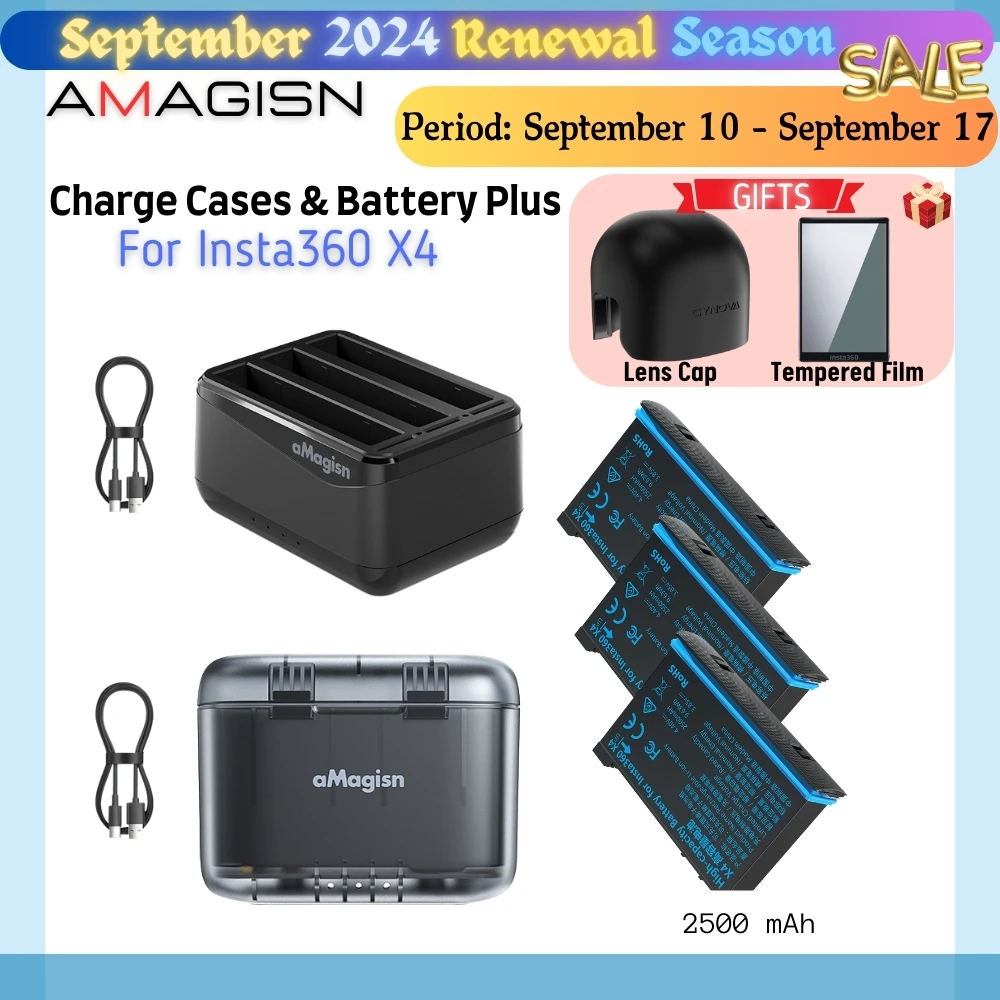 AMAGISN-For-Insta360-X4-Battery-Plus-2500mAh-Charge-Hub-Charging-Case ...