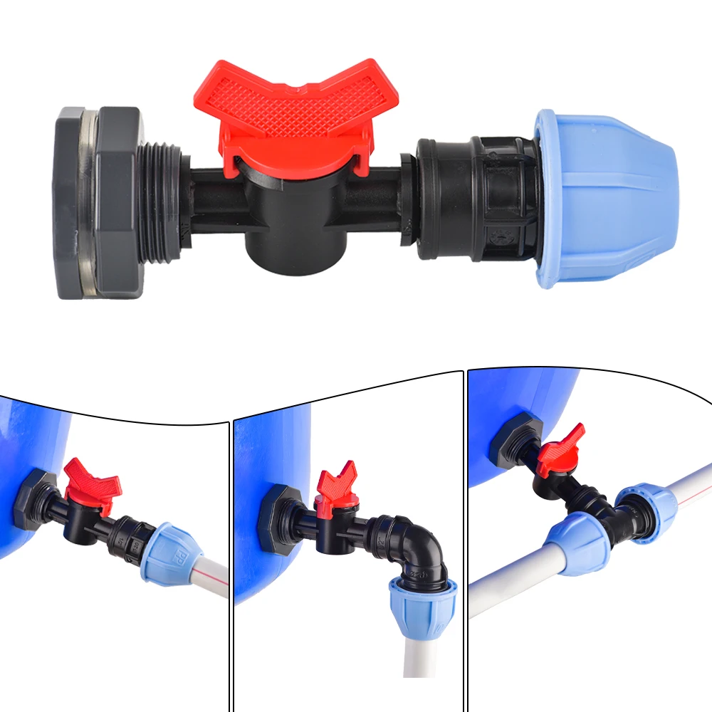 Rain-Barrel-Valve-Kit-PVC-Bulkhead-Fitting-Connector-for-20-25-32mm-Tee ...