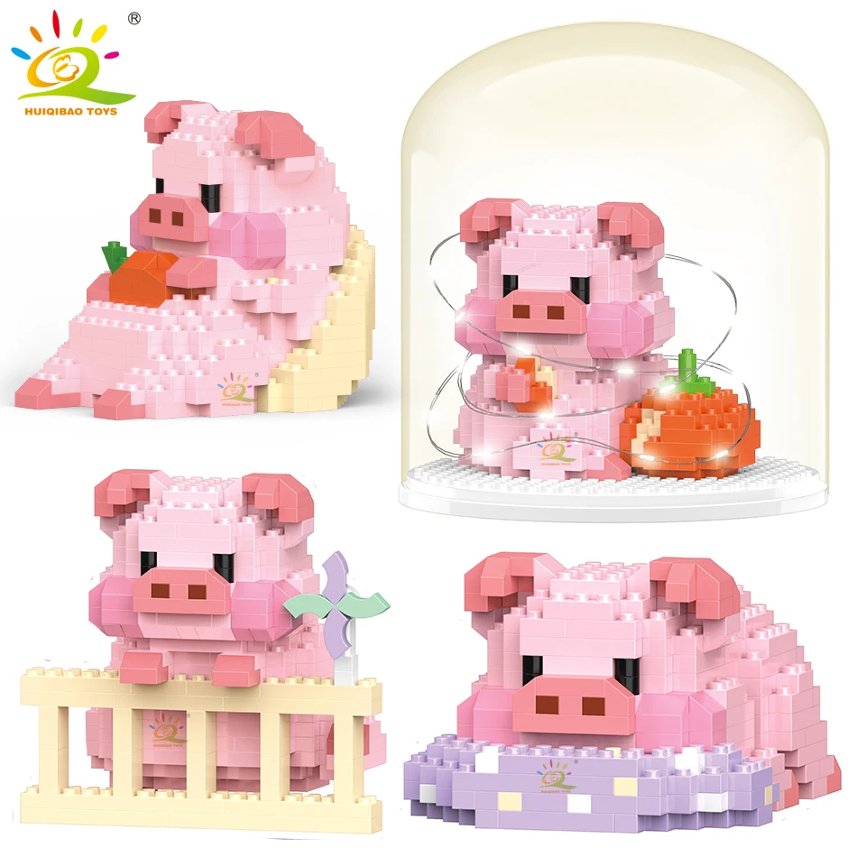 HUIQIBAO-Mini-Cute-Pig-Micro-Building-Blocks-3D-Diamond-Model-Animals ...