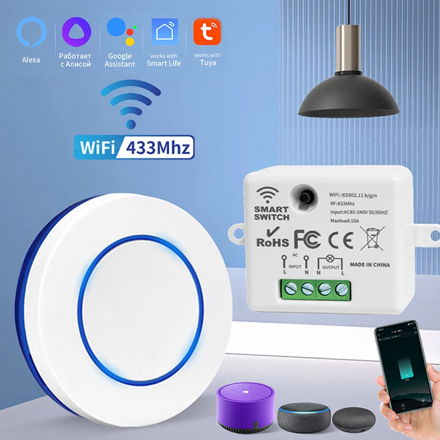 Tuya-Smart-WiFi-Switch-Relay-DIY-Module-RF-433Mhz-Wireless-Mini-Round ...