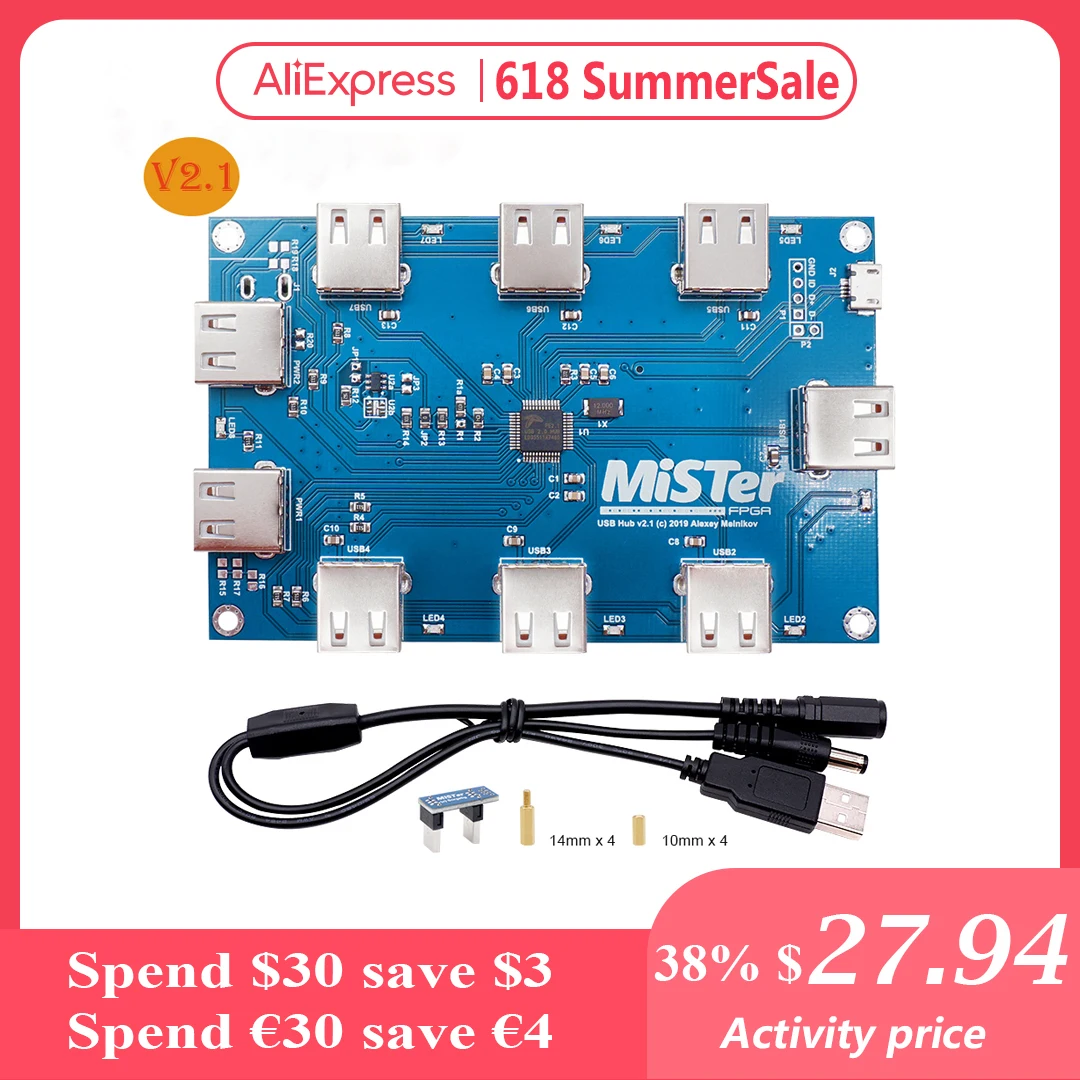 Manual Welding Mister USB Hub V2.1 Board For Mister FPGA 7 USB Ports IO ...