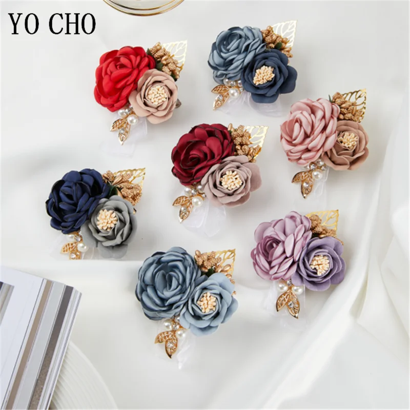Artificial Rose Flower Boutonniere and Wrist Corsages for Girls ...