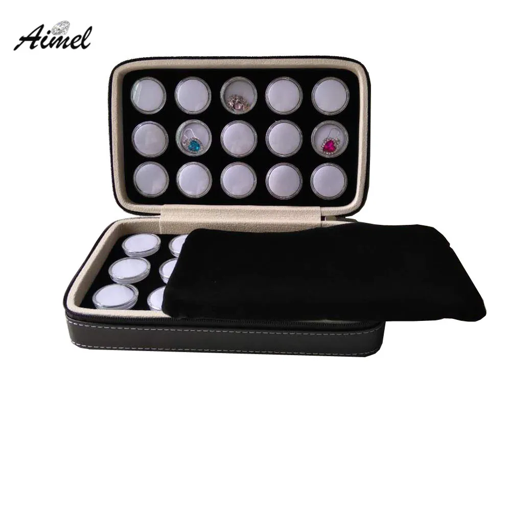 PU-Zipper-Diamond-Jewelry-Travel-Case-Clear-Round-Gems-Box-Specimen ...
