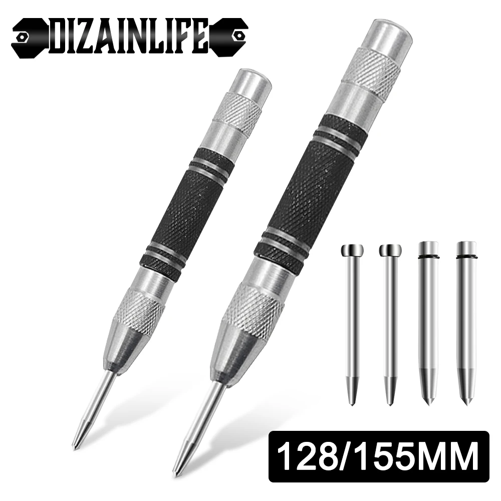 Automatic-Center-Punch-Woodworking-Metal-Drill-Black-Steel-Spring ...
