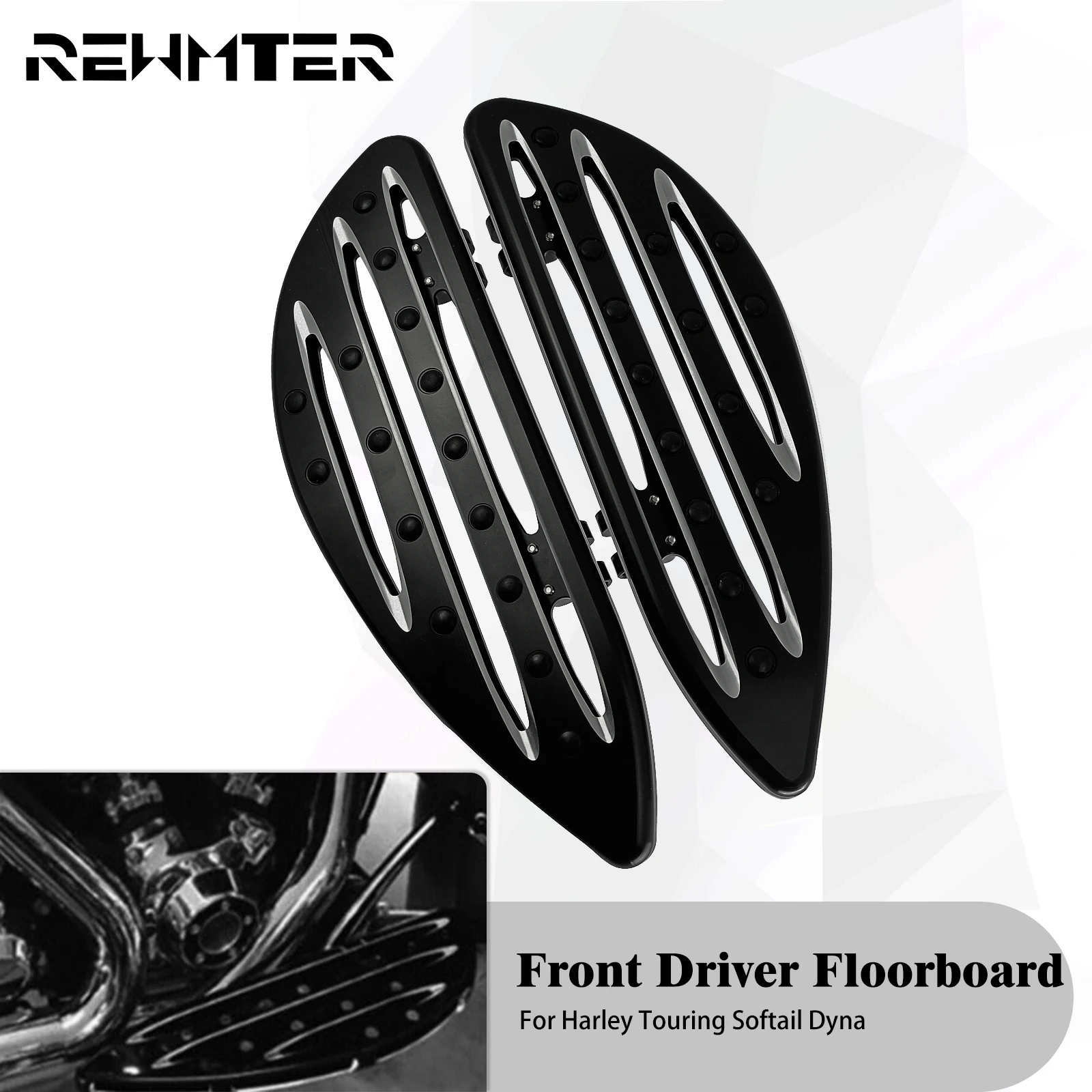 HTT Motorcycle Front Rear Black CNC Driver Passenger Stretched ...