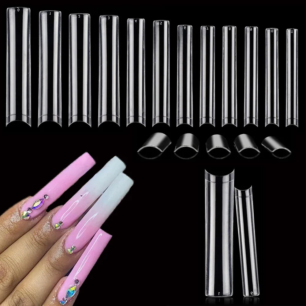 XXXL-No-C-Curve-Square-Nail-Tips-500PCS-Clear-3XL-Extra-Long-Acrylic ...
