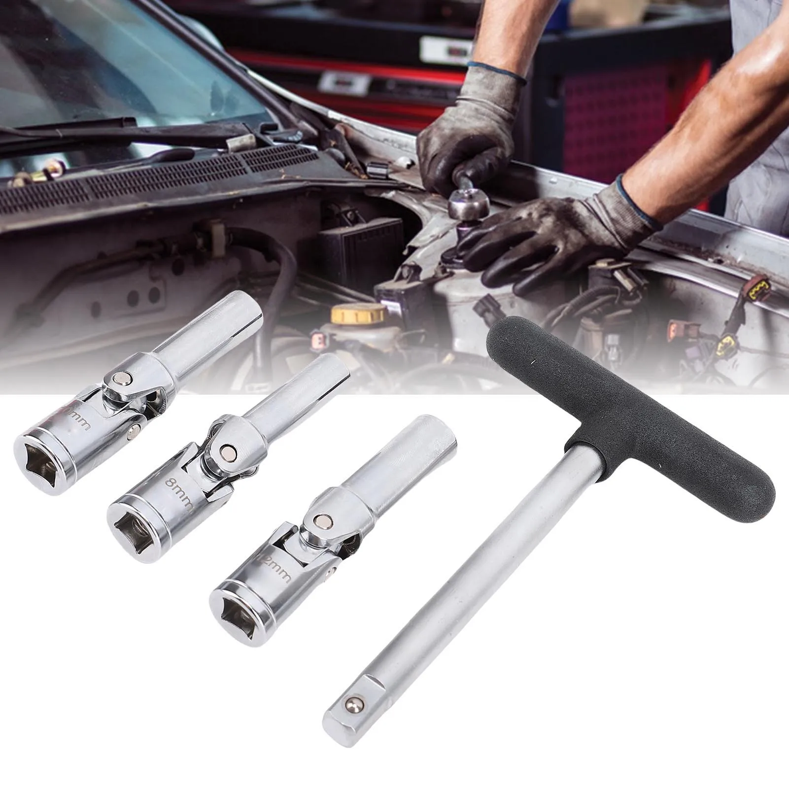 Car Preheating Plug Socket Tool Set 3/8in Dr T Bar 8mm 10mm 12mm Broken ...