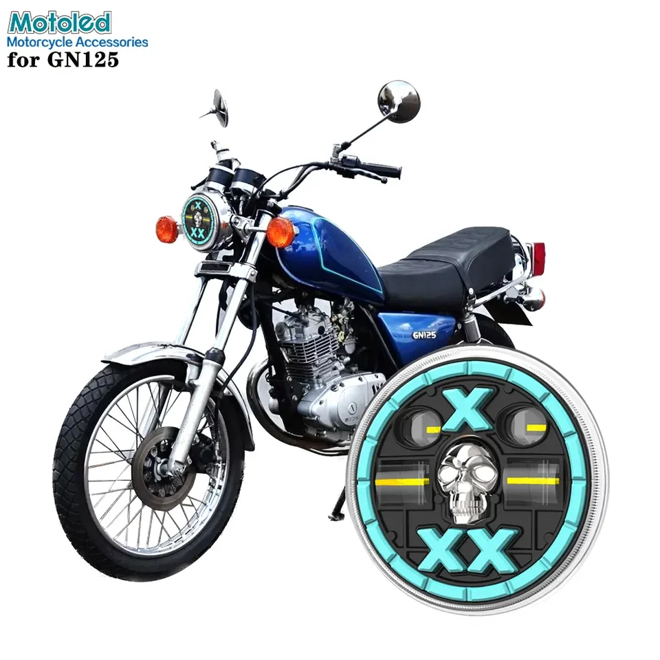 Motoled-5-75-Inch-Yellow-White-LED-Headlamp-Bulbs-Light-Motorcycle-High ...