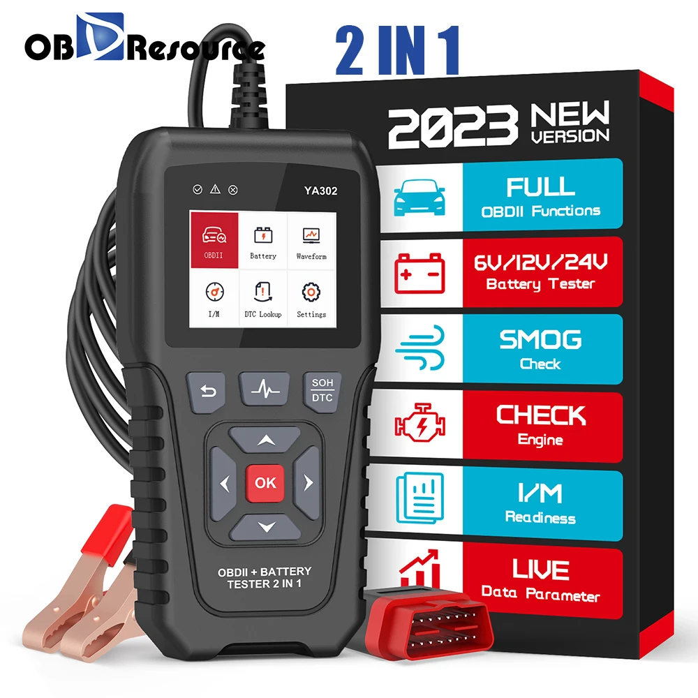 OBDResource-OBD2-Scanner-Battery-Tester-Code-Reader-2-in-1-YA302-6V-12V ...