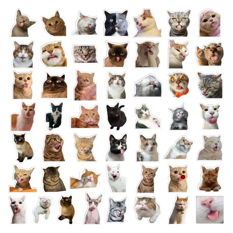 Cat-Water-Bottle-Stickers-Cute-Cat-Decals-Waterproof-50-Pcs-Self ...