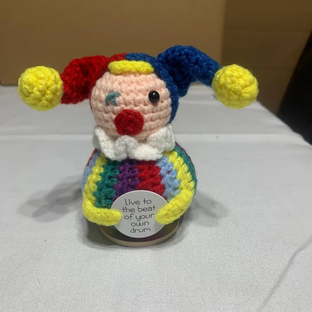 Crochet-Clown-Doll-with-Card-Emotional-Support-Ornament-Handmade ...