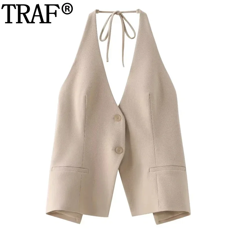 Top-feminino-com-cabe-ada-fora-do-ombro-TRAF-regata-sem-costas-colete ...