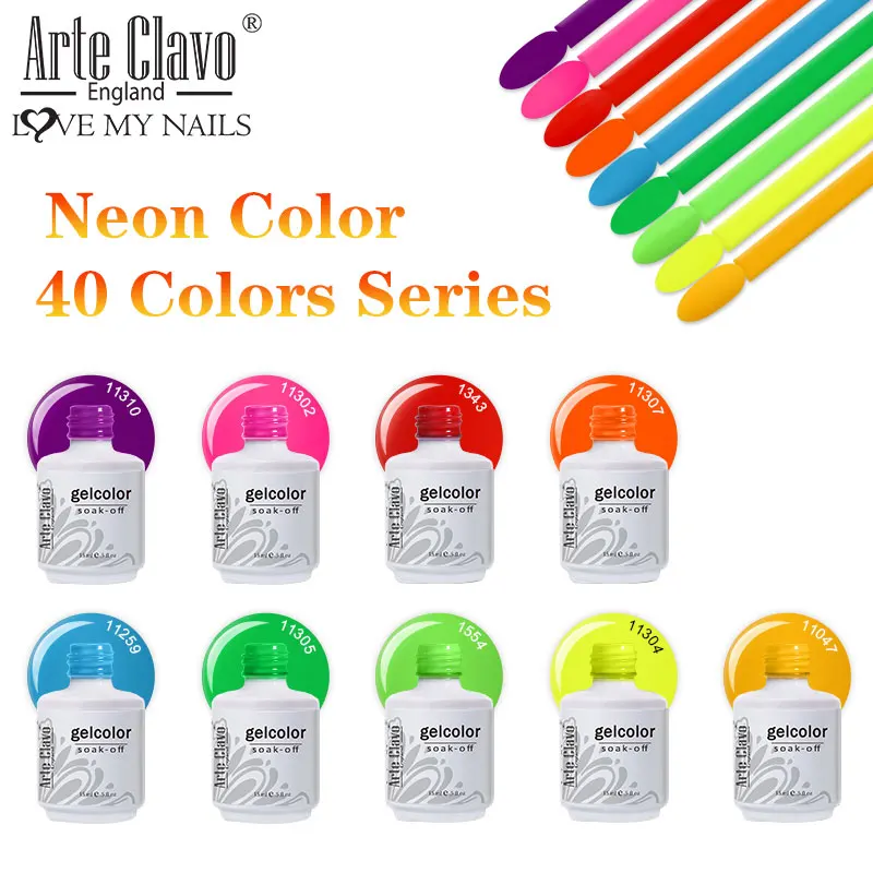 Arte Clavo Summer Seriers Neon Colors Nail Art Manicure Soak Off LED UV ...