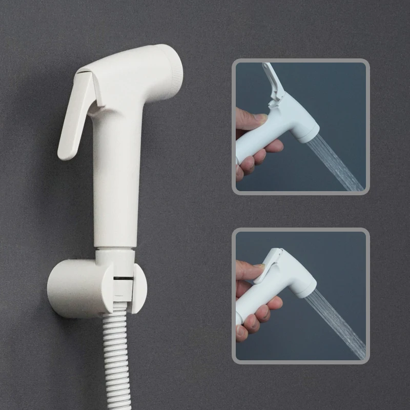 White-Hand-Held-Toilet-Bidet-Sprayer-Bathroom-Shattaf-With-Pressing ...