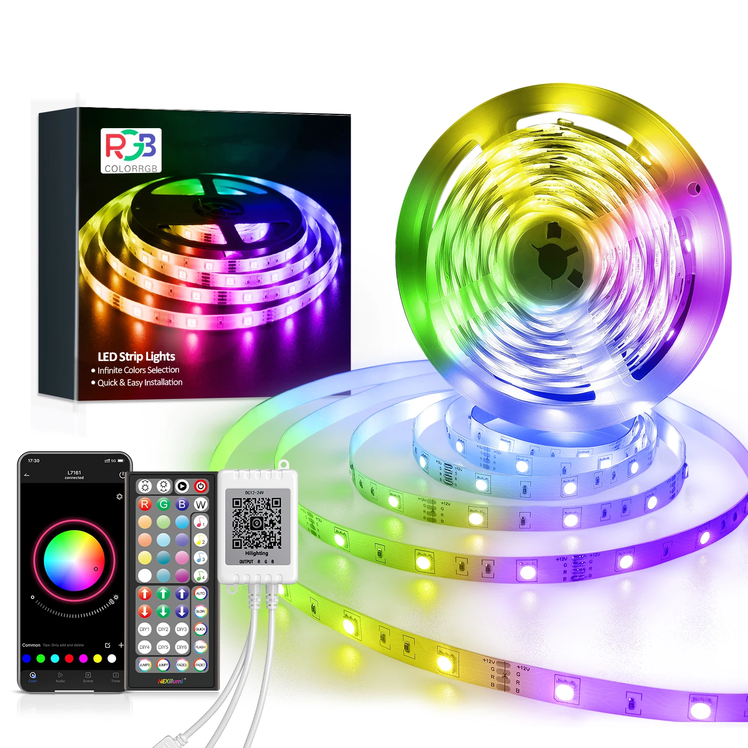 Led Strip Lights 5 30M (18leds/m) Music Sync Color Changing,Bluetooth ...