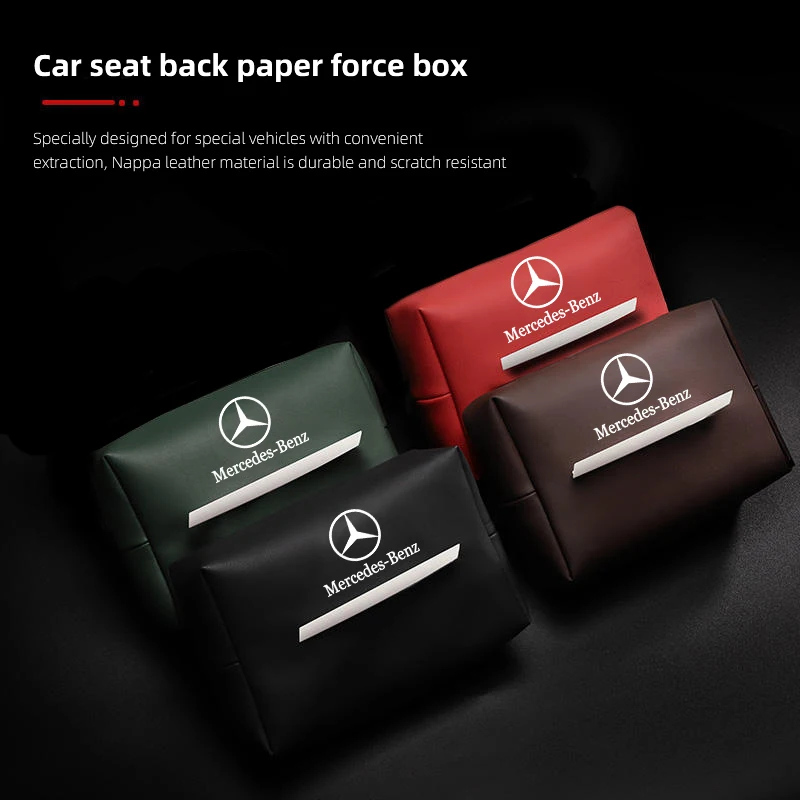 Car Tissue Box Leather Hanging Storage Bag Accessories For Mercedes ...