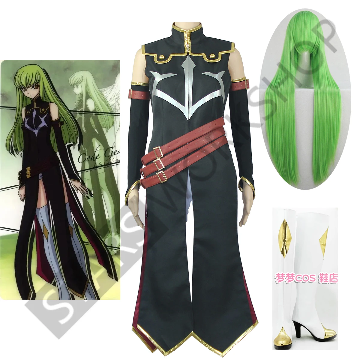 Anime-Code-Geass-Queen-CC-Cosplay-Costume-Witch-Black-Uniforms-Shoes ...