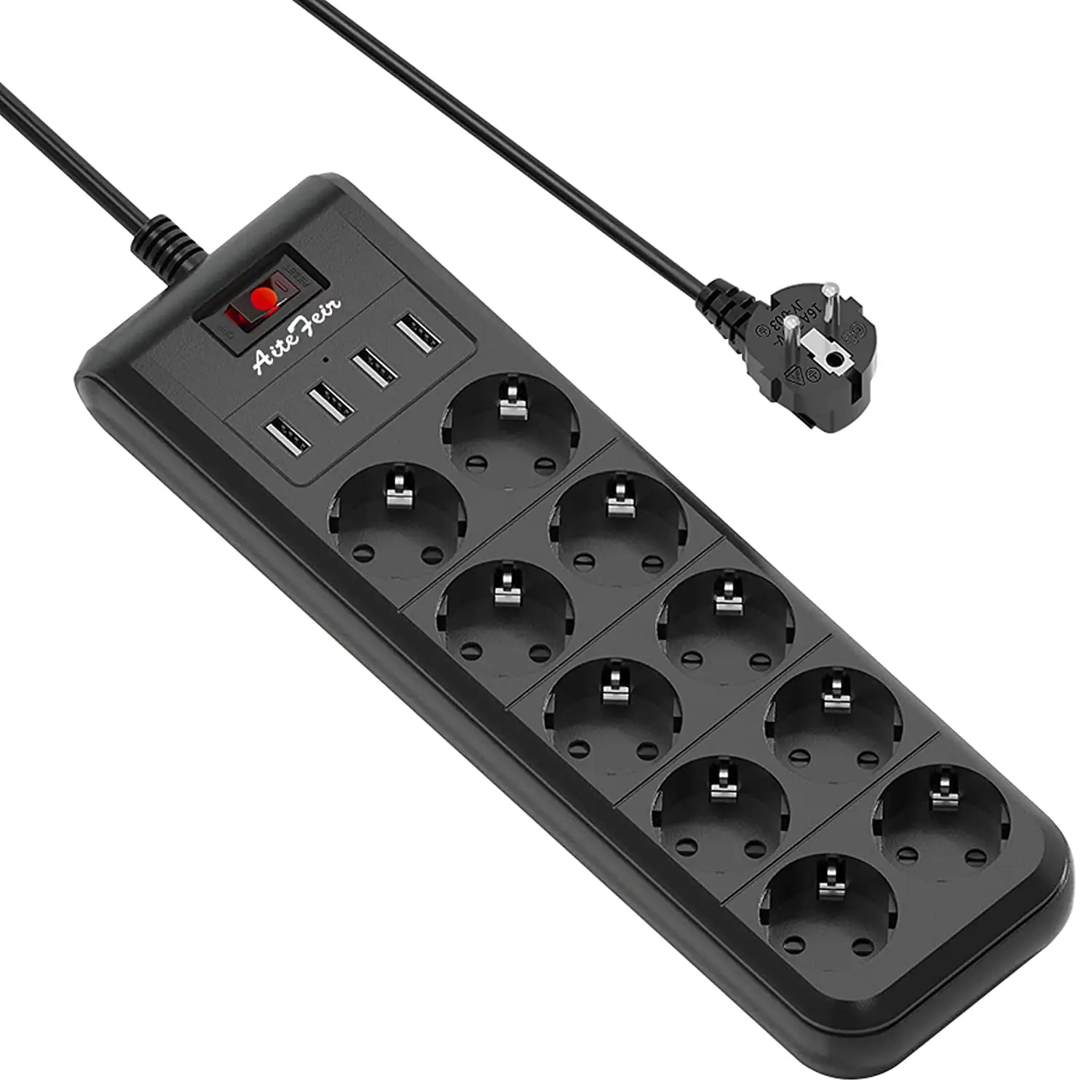 EU PLUG Power Strip Wall Mounted 10-fact Multiple Socket 4 USB Ports (3 ...