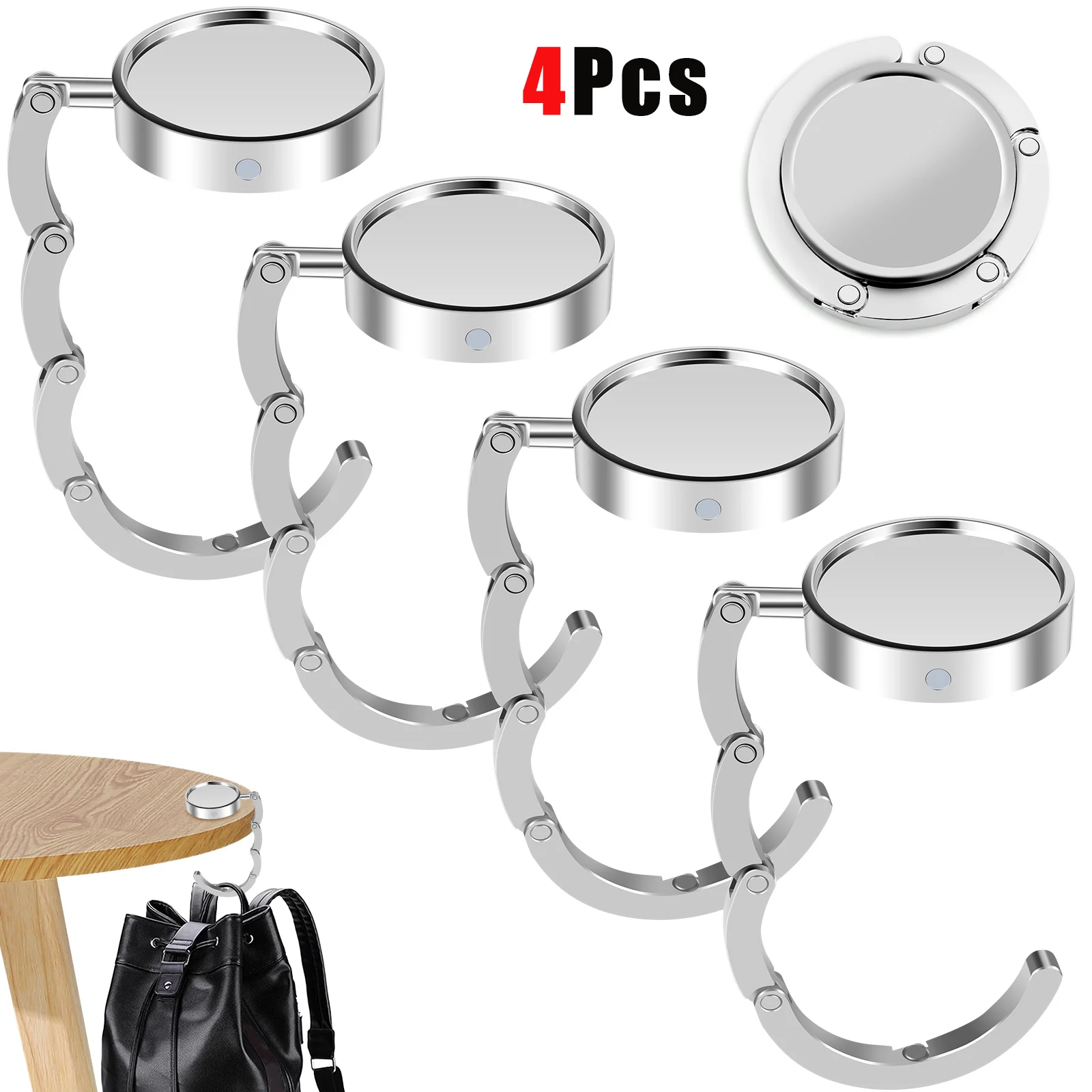 4Pcs Student Desktop School Bag Hanger Folding Hook Holder Fashion Bag ...