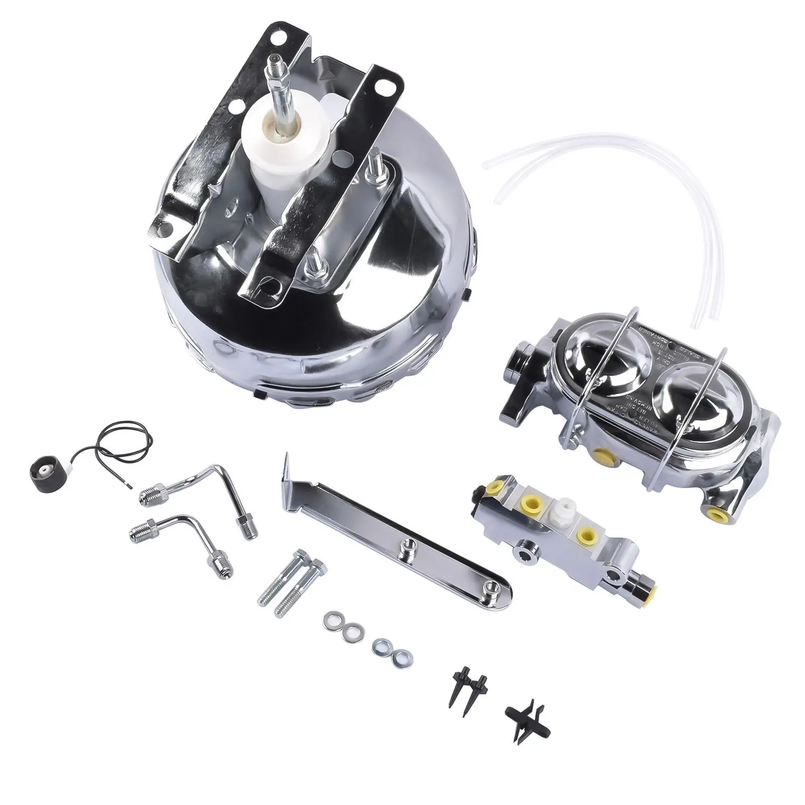 AP02 Chrome 11" Power Brake Booster Master Cylinder & Valve Kit for ...