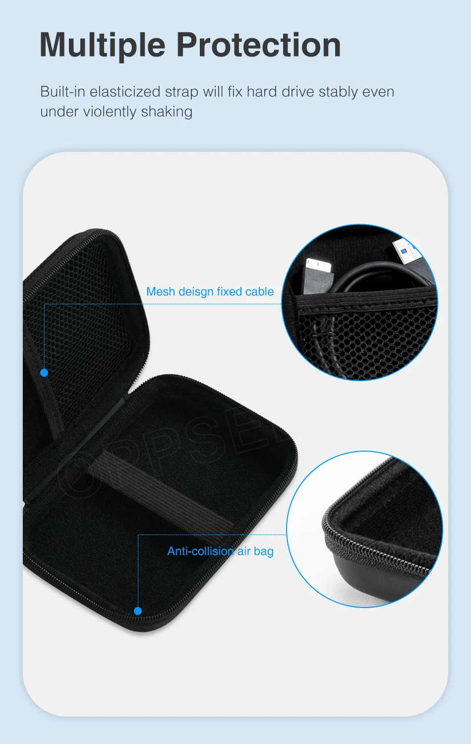 External Hard Drive Portable Carrying Case For USB Cable Charger Airpod ...