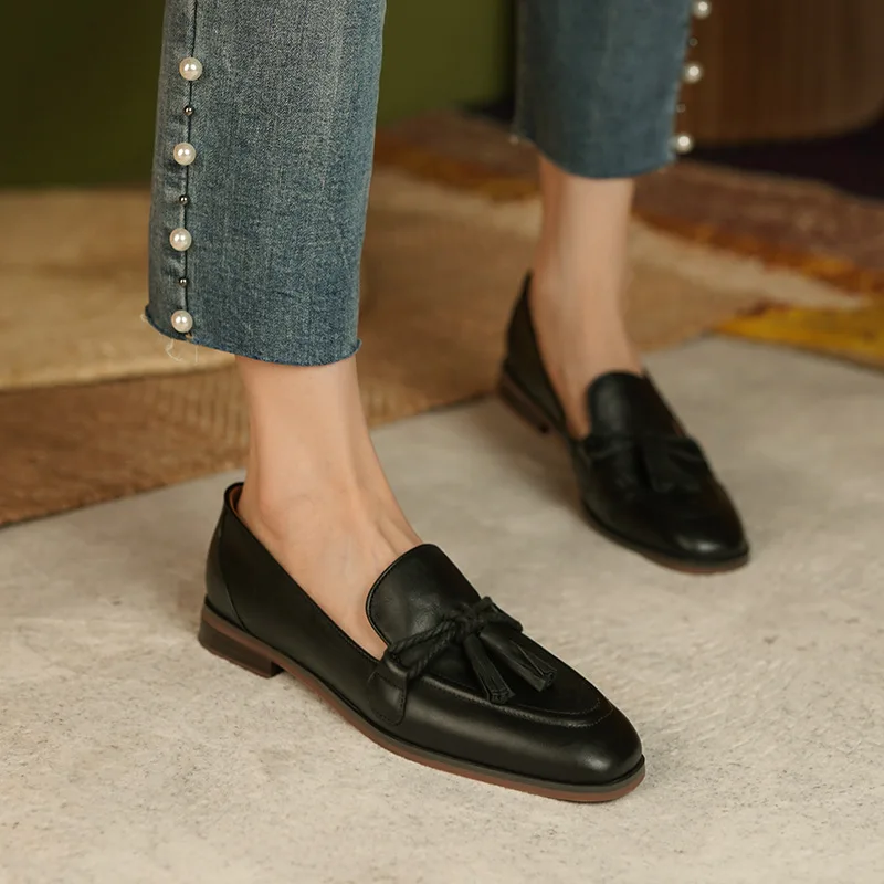 Ladies Leather Shoes Spring Simple Small Leather Shoes Female British ...