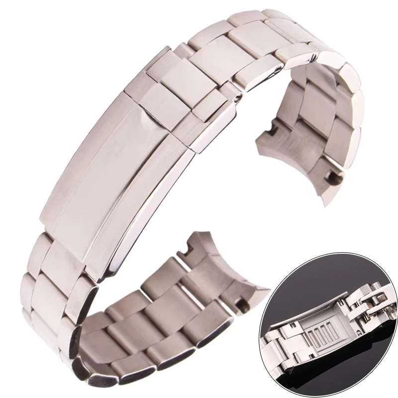 316L Stainless Steel Watchbands Bracelet 20mm Silver Brushed Screw ...