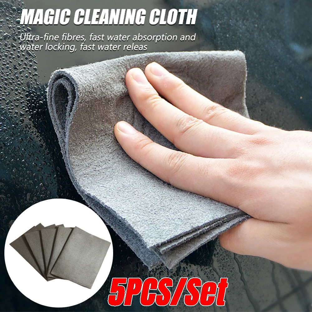 5PCS Thickened Magic Cleaning Glass Cloth Reusable Microfiber Wipes ...