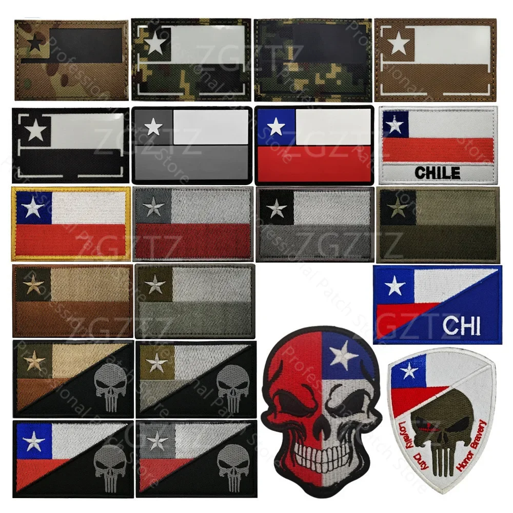 CHI-Chile-Flag-IR-Reflective-Embroidery-Patches-Chilean-Tactical-Emblem ...