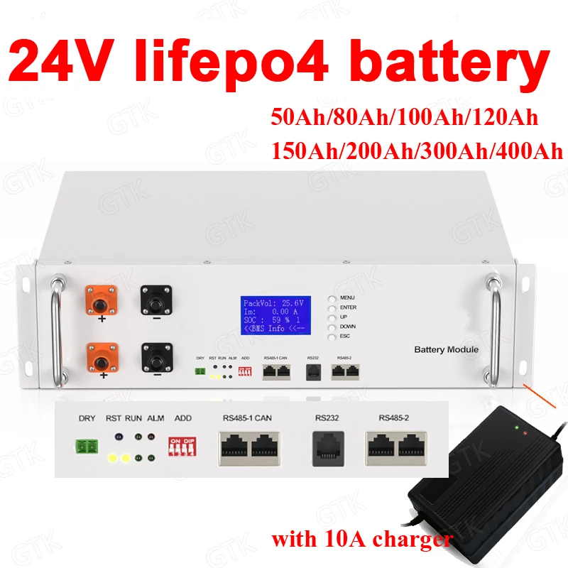 GTK 200Ah 24v 100AH 150Ah 300Ah 500AH 100Ah 400AH lifepo4 Lithium ...