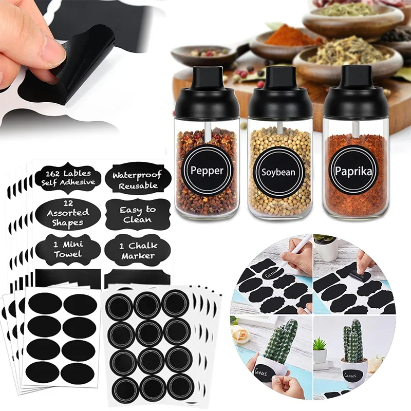 24-60PCS-Jars-Labels-Erasable-Chalkboard-Sticker-Waterproof-Craft-Spice ...