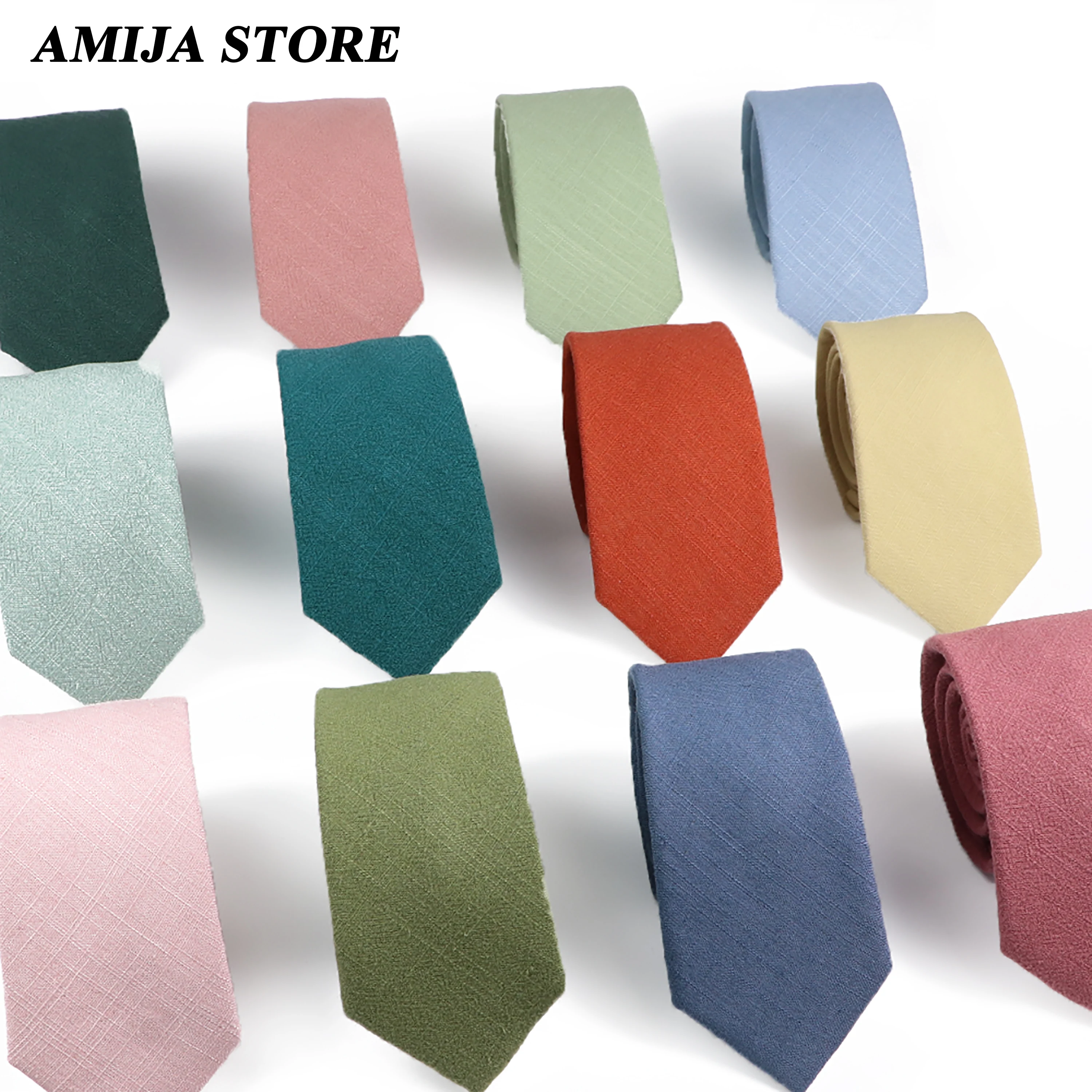 Solid-Color-7cm-Width-Tie-100-Cotton-Pure-Colorful-Slim-Neckties-For ...