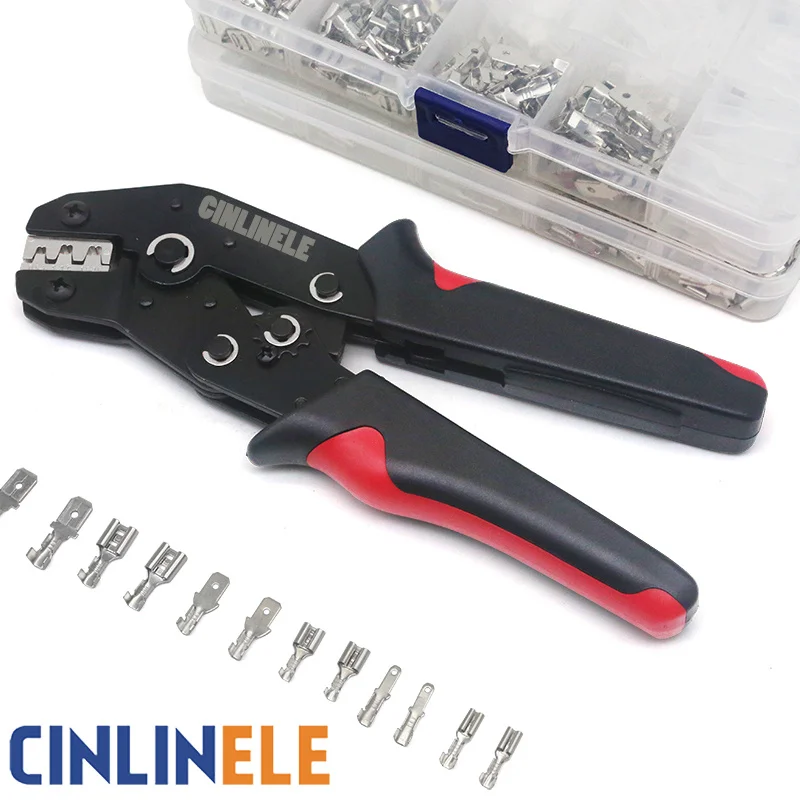 Male/Female Spade Crimp Terminals Crimping Tools Electrical Pliers ...