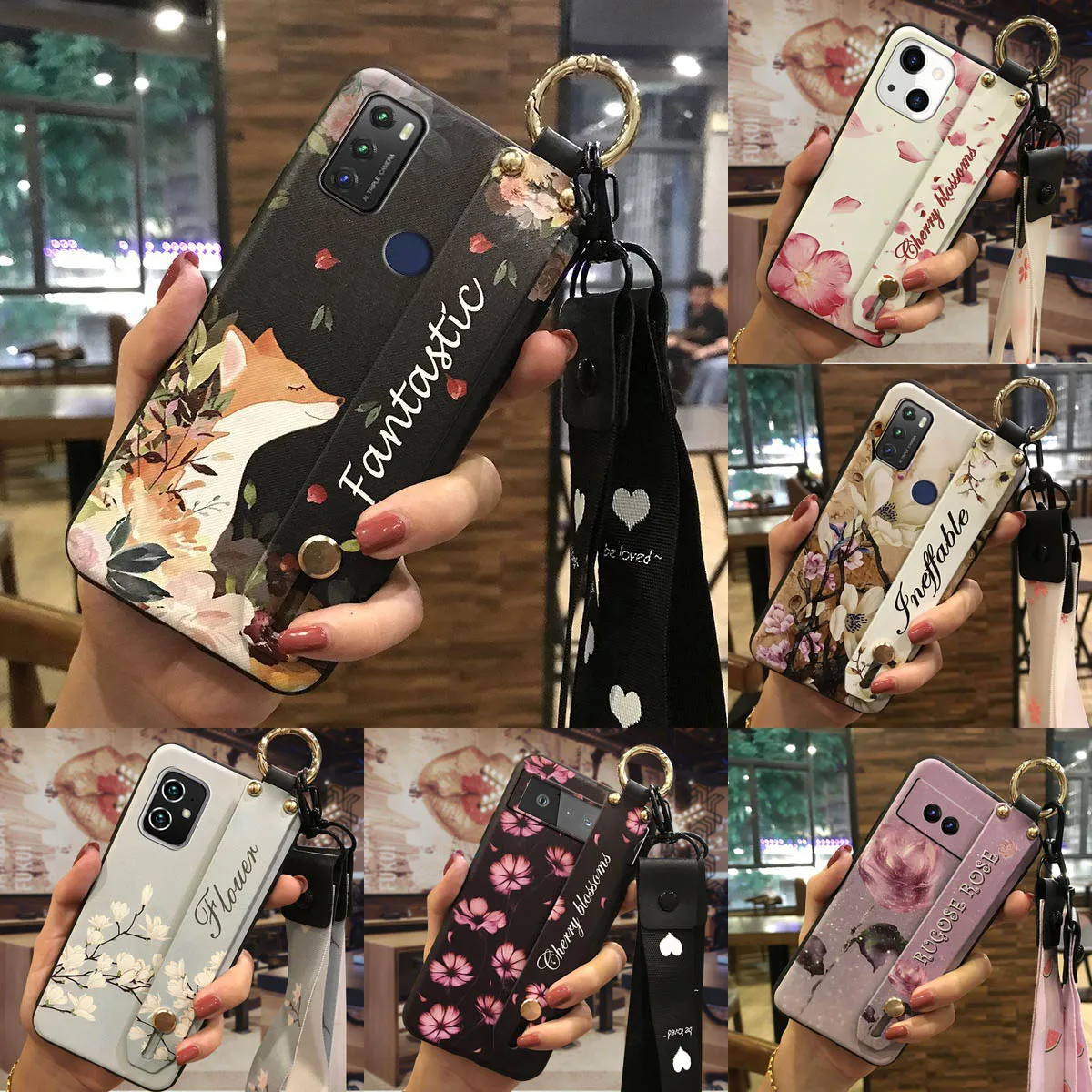 Funda trasera con correa de muñeca Fox Flower para Doogee N40 N30 N20 ...