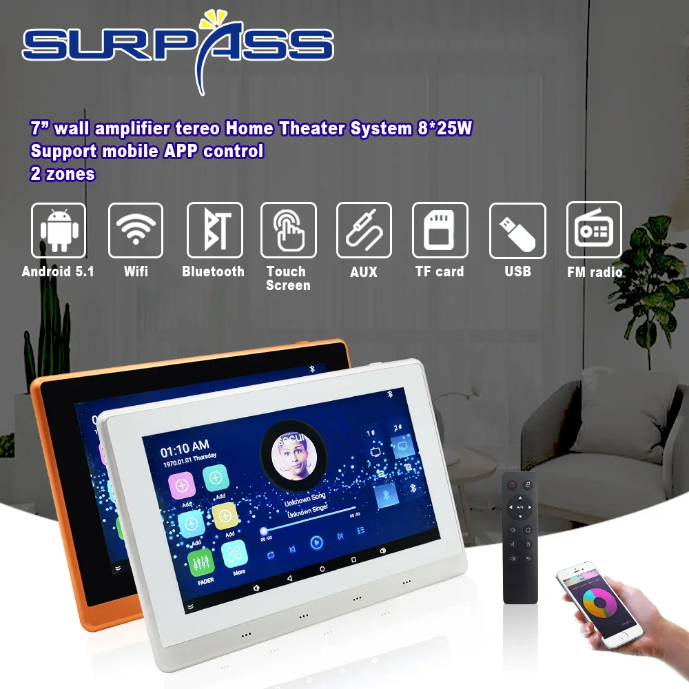 Smart Wifi Blue-tooth Touch Screen Wall Amplifier Android 5.1 Stereo ...